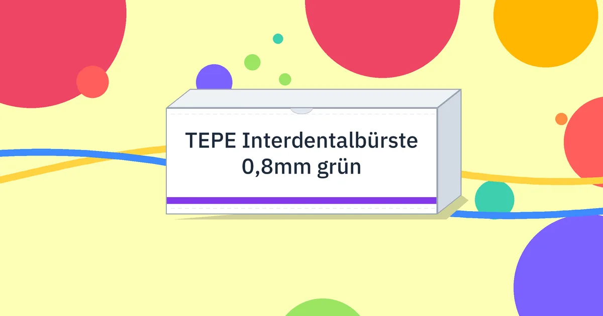 Symbolbild: Packung mit der Aufschrift TEPE Interdentalbürste 0,8mm grün (PZN 07641386) – Verfügbarkeit und Bezug in Apotheken in Frankfurt am Main