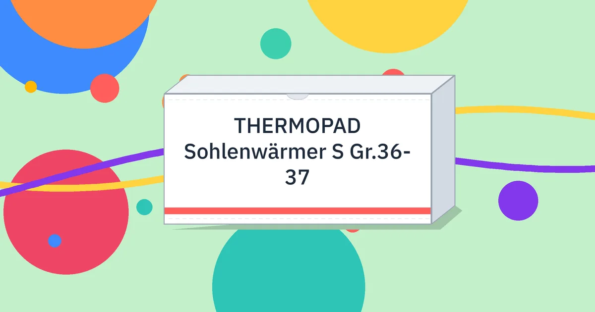 Symbolbild: Packung mit der Aufschrift THERMOPAD Sohlenwärmer S Gr.36-37 (PZN 19079599) – Verfügbarkeit und Bezug in Apotheken in Frankfurt am Main
