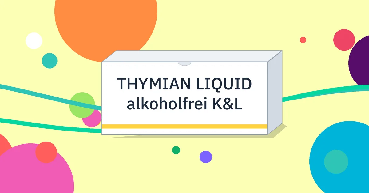 Symbolbild: Packung mit der Aufschrift THYMIAN LIQUID alkoholfrei K&L (PZN 16583587) – Verfügbarkeit und Bezug in Apotheken in Frankfurt am Main