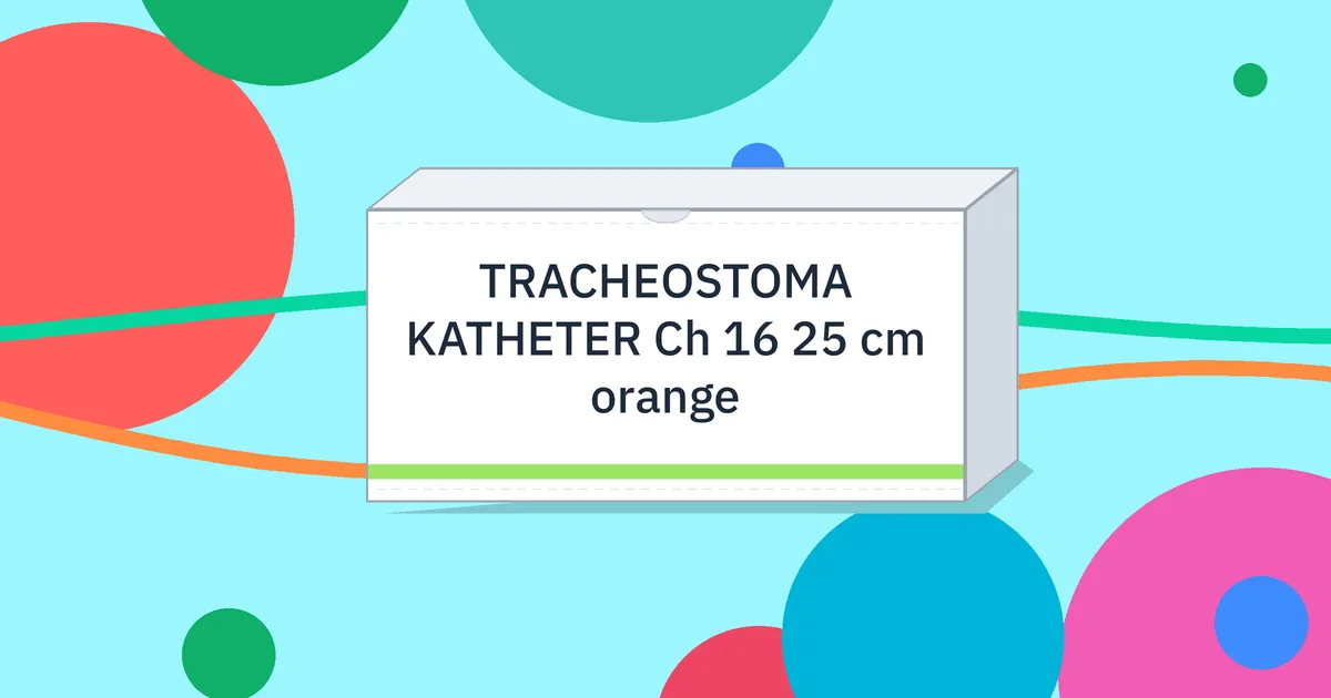 Symbolbild: Packung mit der Aufschrift TRACHEOSTOMA KATHETER Ch 16 25 cm orange (PZN 10045848) – Verfügbarkeit und Bezug in Apotheken in Frankfurt am Main