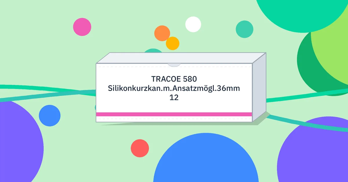 Symbolbild: Packung mit der Aufschrift TRACOE 580 Silikonkurzkan.m.Ansatzmögl.36mm 12 (PZN 05881353) – Verfügbarkeit und Bezug in Apotheken in Frankfurt am Main