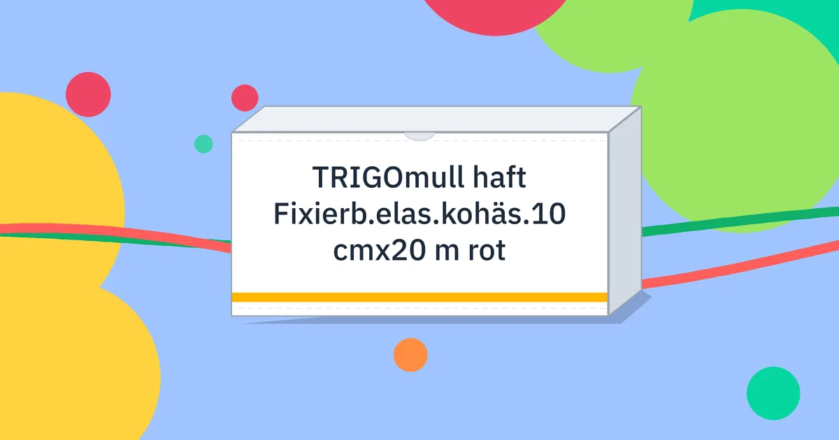 Symbolbild: Packung mit der Aufschrift TRIGOmull haft Fixierb.elas.kohäs.10 cmx20 m rot (PZN 00051173) – Verfügbarkeit und Bezug in Apotheken in Frankfurt am Main