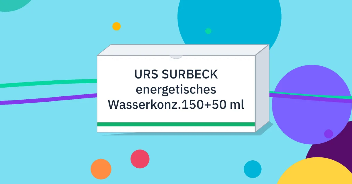 Symbolbild: Packung mit der Aufschrift URS SURBECK energetisches Wasserkonz.150+50 ml (PZN 16242320) – Verfügbarkeit und Bezug in Apotheken in Frankfurt am Main