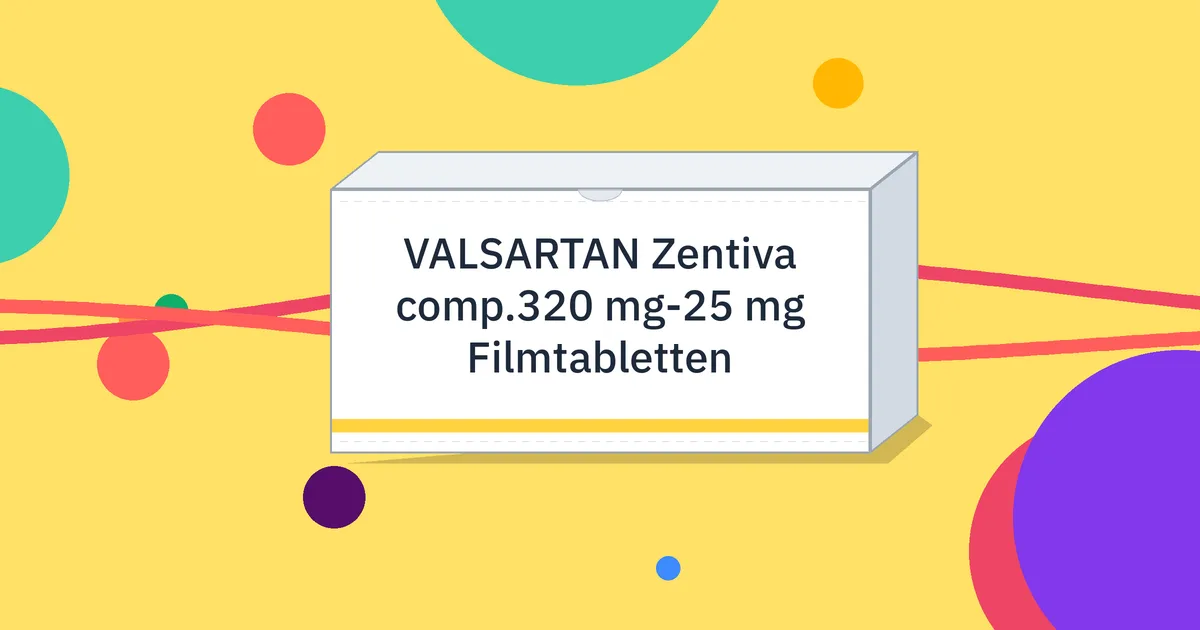 Symbolbild: Packung mit der Aufschrift VALSARTAN Zentiva comp.320 mg-25 mg Filmtabletten (PZN 09123738) – Verfügbarkeit und Bezug in Apotheken in Frankfurt am Main
