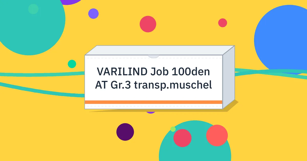 Symbolbild: Packung mit der Aufschrift VARILIND Job 100den AT Gr.3 transp.muschel (PZN 06314774) – Verfügbarkeit und Bezug in Apotheken in Frankfurt am Main