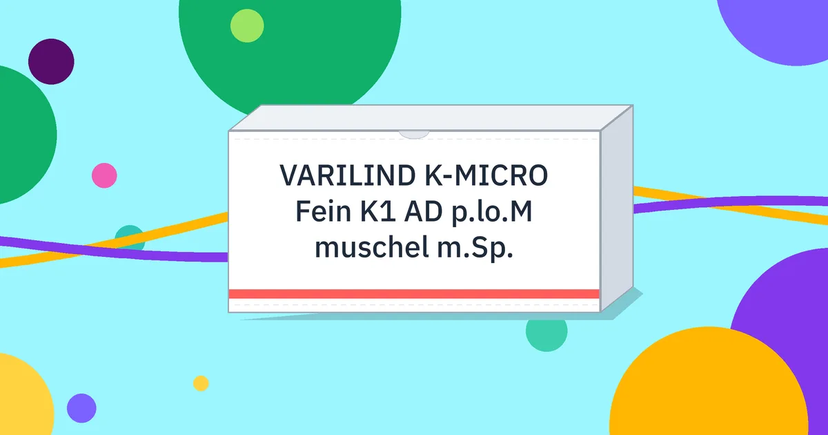 Symbolbild: Packung mit der Aufschrift VARILIND K-MICRO Fein K1 AD p.lo.M muschel m.Sp. (PZN 20558230) – Verfügbarkeit und Bezug in Apotheken in Frankfurt am Main