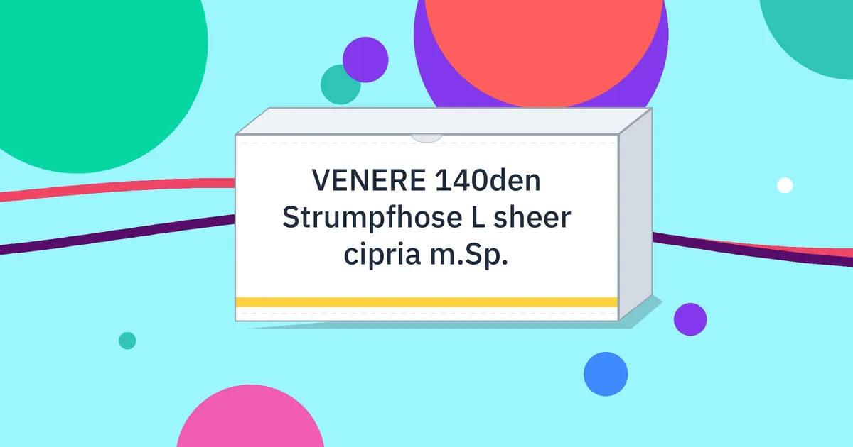 Symbolbild: Packung mit der Aufschrift VENERE 140den Strumpfhose L sheer cipria m.Sp. (PZN 16171815) – Verfügbarkeit und Bezug in Apotheken in Frankfurt am Main