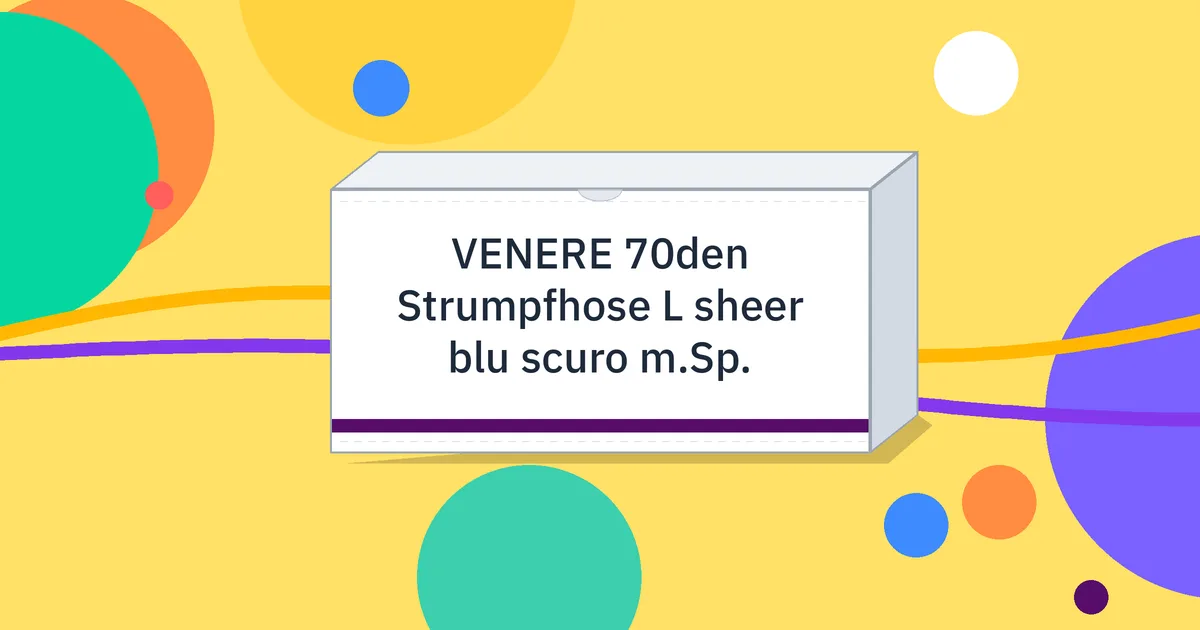 Symbolbild: Packung mit der Aufschrift VENERE 70den Strumpfhose L sheer blu scuro m.Sp. (PZN 16172849) – Verfügbarkeit und Bezug in Apotheken in Frankfurt am Main