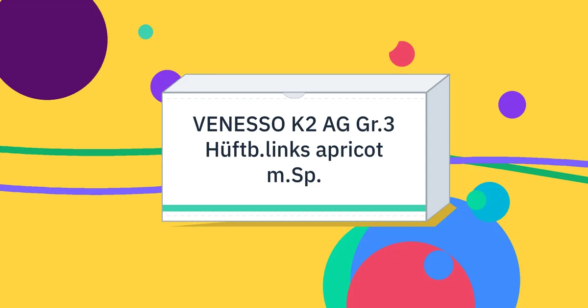 Symbolbild: Packung mit der Aufschrift VENESSO K2 AG Gr.3 Hüftb.links apricot m.Sp. (PZN 03266715) – Verfügbarkeit und Bezug in Apotheken in Frankfurt am Main