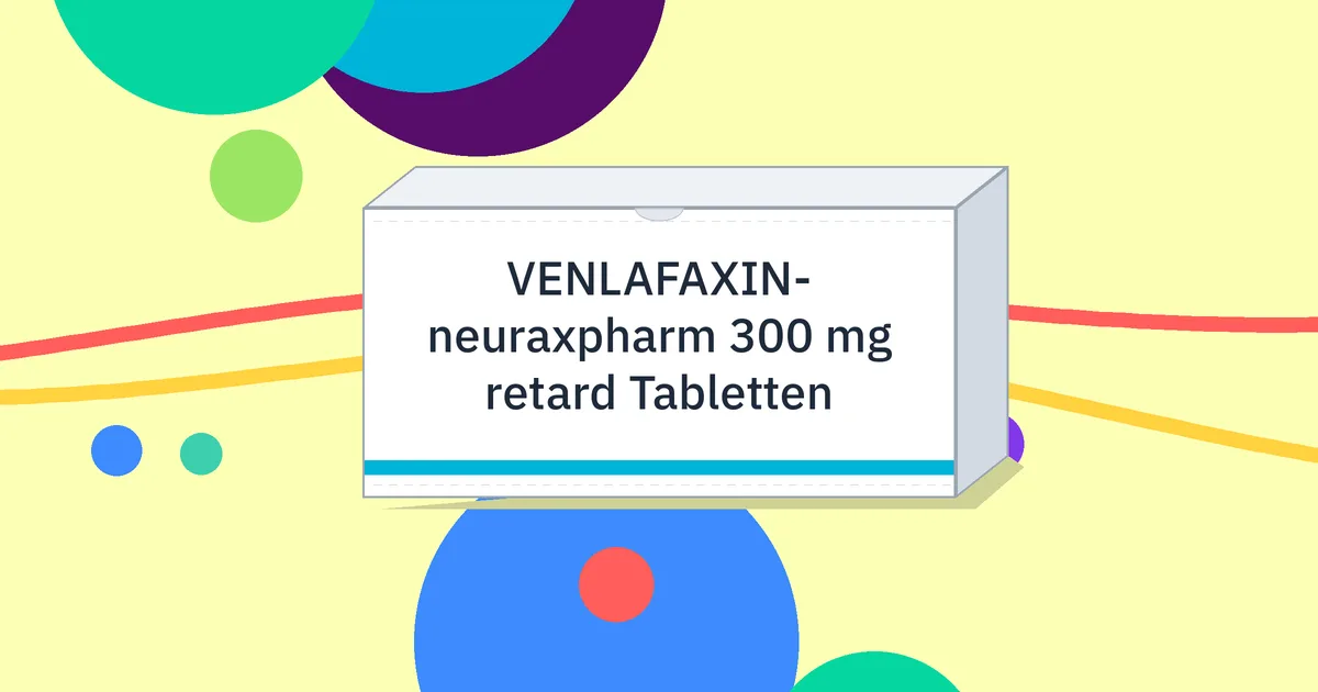 Symbolbild: Packung mit der Aufschrift VENLAFAXIN-neuraxpharm 300 mg retard Tabletten (PZN 14288909) – Verfügbarkeit und Bezug in Apotheken in Frankfurt am Main