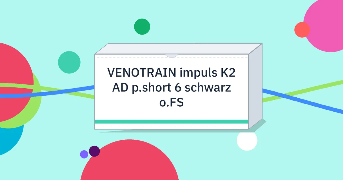 Symbolbild: Packung mit der Aufschrift VENOTRAIN impuls K2 AD p.short 6 schwarz o.FS (PZN 00627704) – Verfügbarkeit und Bezug in Apotheken in Frankfurt am Main