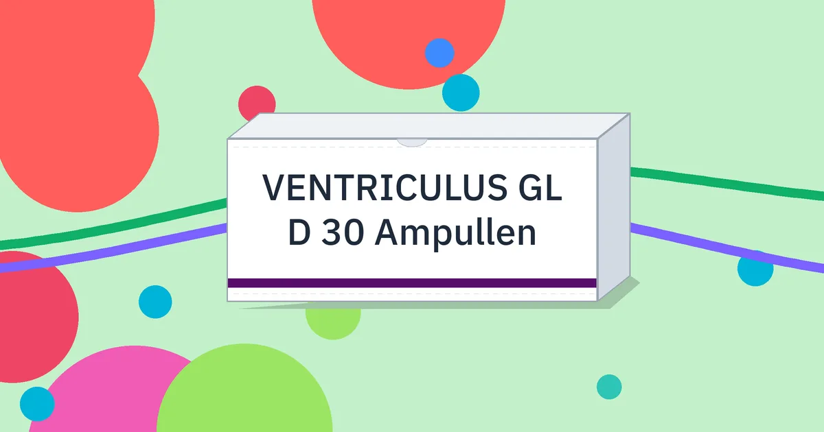 Symbolbild: Packung mit der Aufschrift VENTRICULUS GL D 30 Ampullen (PZN 03353621) – Verfügbarkeit und Bezug in Apotheken in Frankfurt am Main