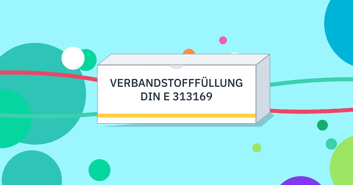 Symbolbild: Packung mit der Aufschrift VERBANDSTOFFFÜLLUNG DIN E 313169 (PZN 07623661) – Verfügbarkeit und Bezug in Apotheken in Frankfurt am Main