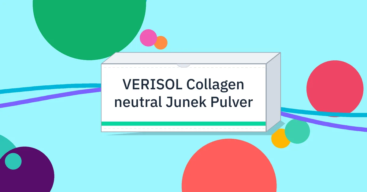 Symbolbild: Packung mit der Aufschrift VERISOL Collagen neutral Junek Pulver (PZN 20807816) – Verfügbarkeit und Bezug in Apotheken in Frankfurt am Main