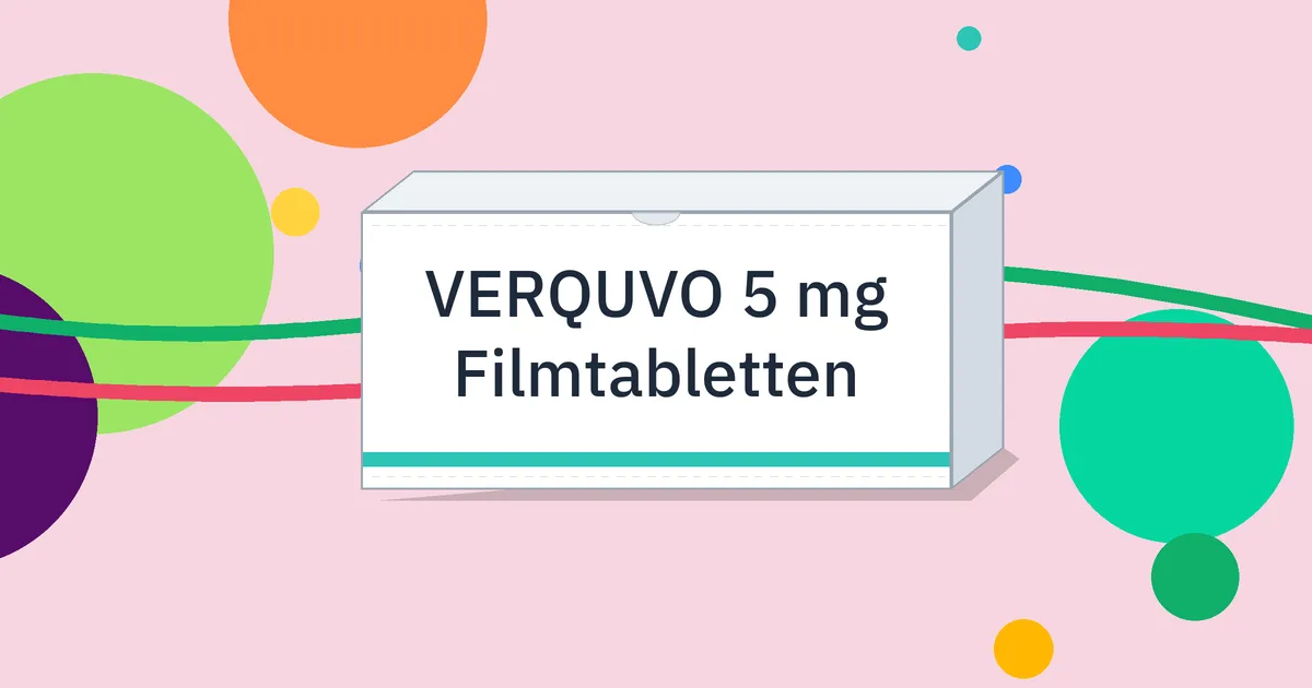Symbolbild: Packung mit der Aufschrift VERQUVO 5 mg Filmtabletten (PZN 16771892) – Verfügbarkeit und Bezug in Apotheken in Frankfurt am Main