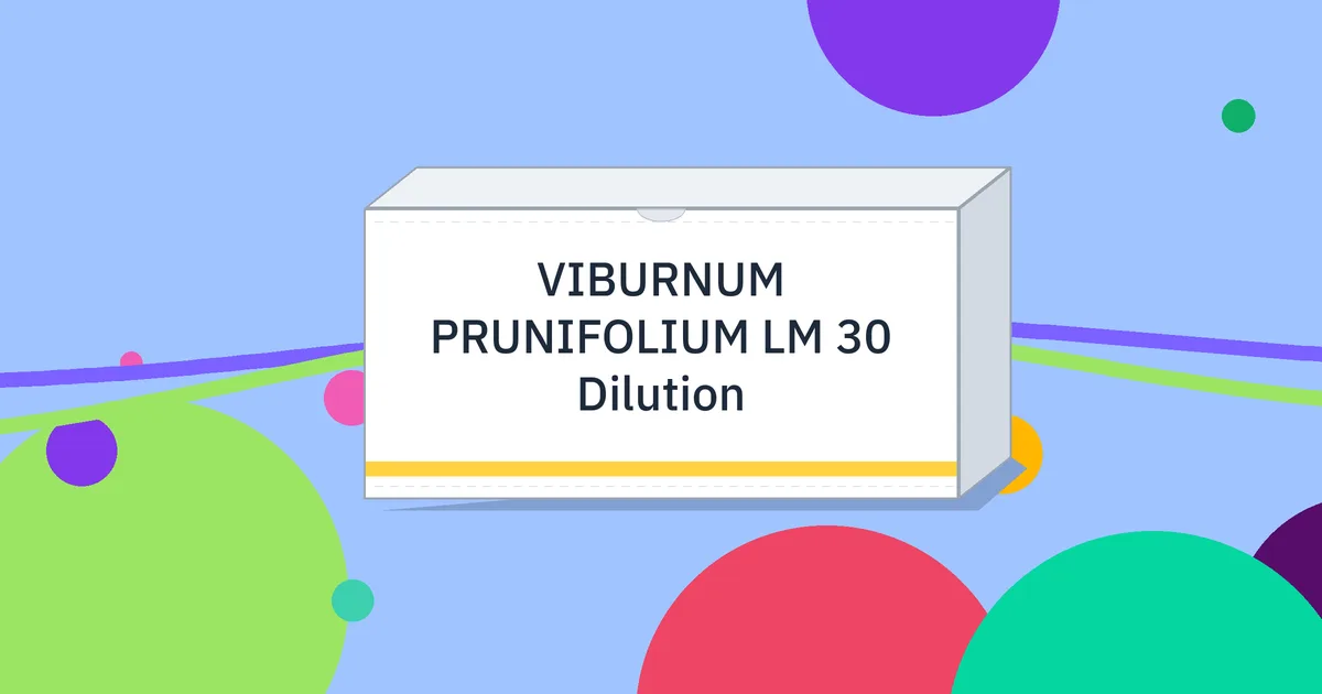 Symbolbild: Packung mit der Aufschrift VIBURNUM PRUNIFOLIUM LM 30 Dilution (PZN 13272208) – Verfügbarkeit und Bezug in Apotheken in Frankfurt am Main