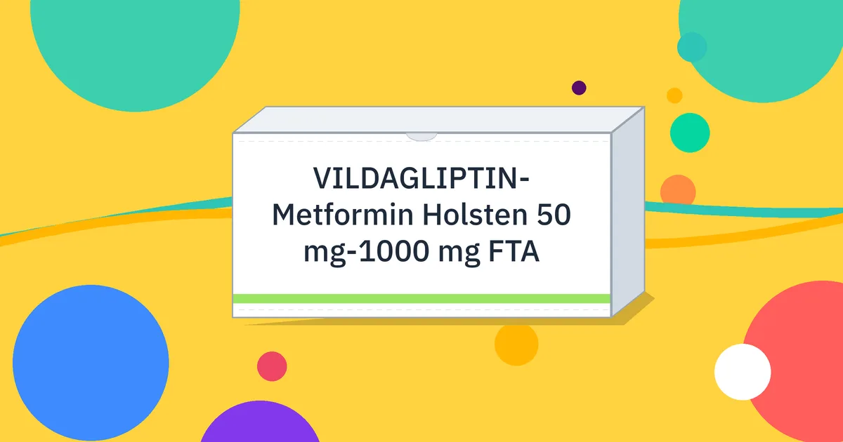 Symbolbild: Packung mit der Aufschrift VILDAGLIPTIN-Metformin Holsten 50 mg-1000 mg FTA (PZN 17887668) – Verfügbarkeit und Bezug in Apotheken in Frankfurt am Main