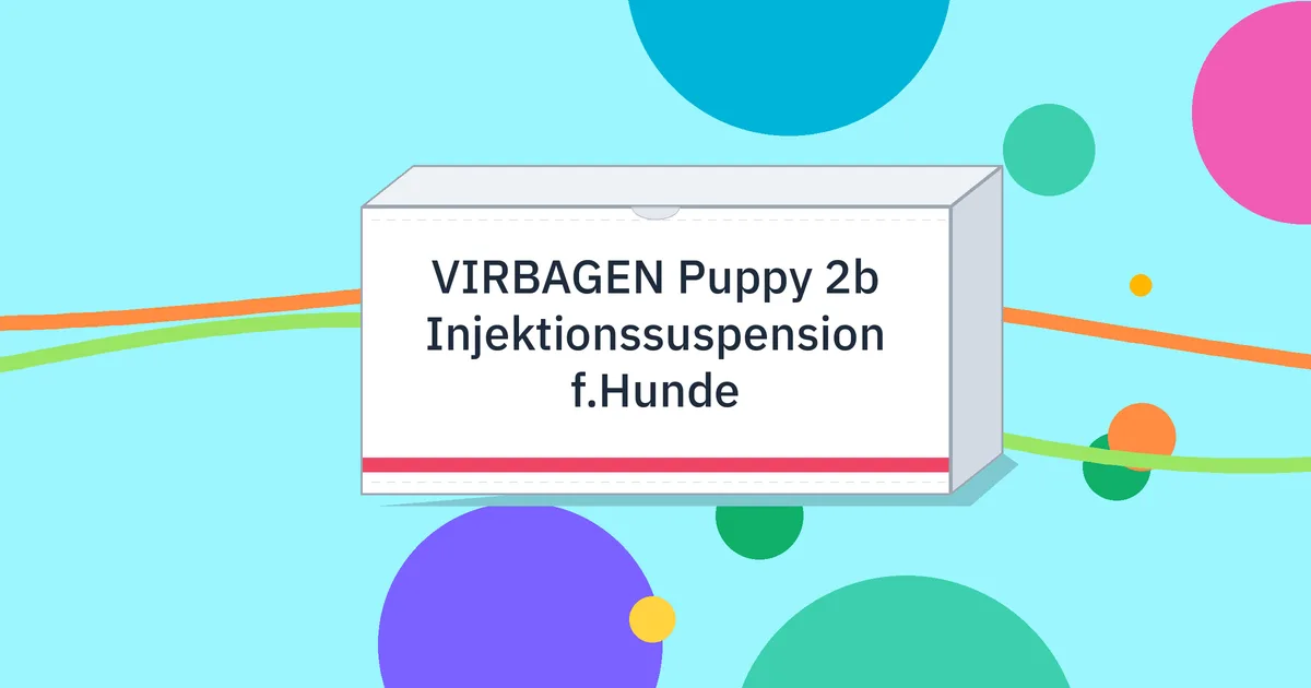 Symbolbild: Packung mit der Aufschrift VIRBAGEN Puppy 2b Injektionssuspension f.Hunde (PZN 04929796) – Verfügbarkeit und Bezug in Apotheken in Frankfurt am Main