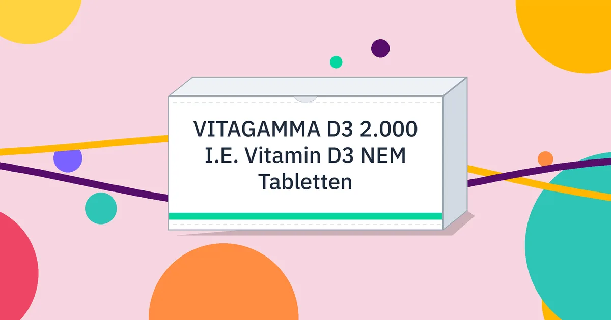 Symbolbild: Packung mit der Aufschrift VITAGAMMA D3 2.000 I.E. Vitamin D3 NEM Tabletten (PZN 10751061) – Verfügbarkeit und Bezug in Apotheken in Frankfurt am Main