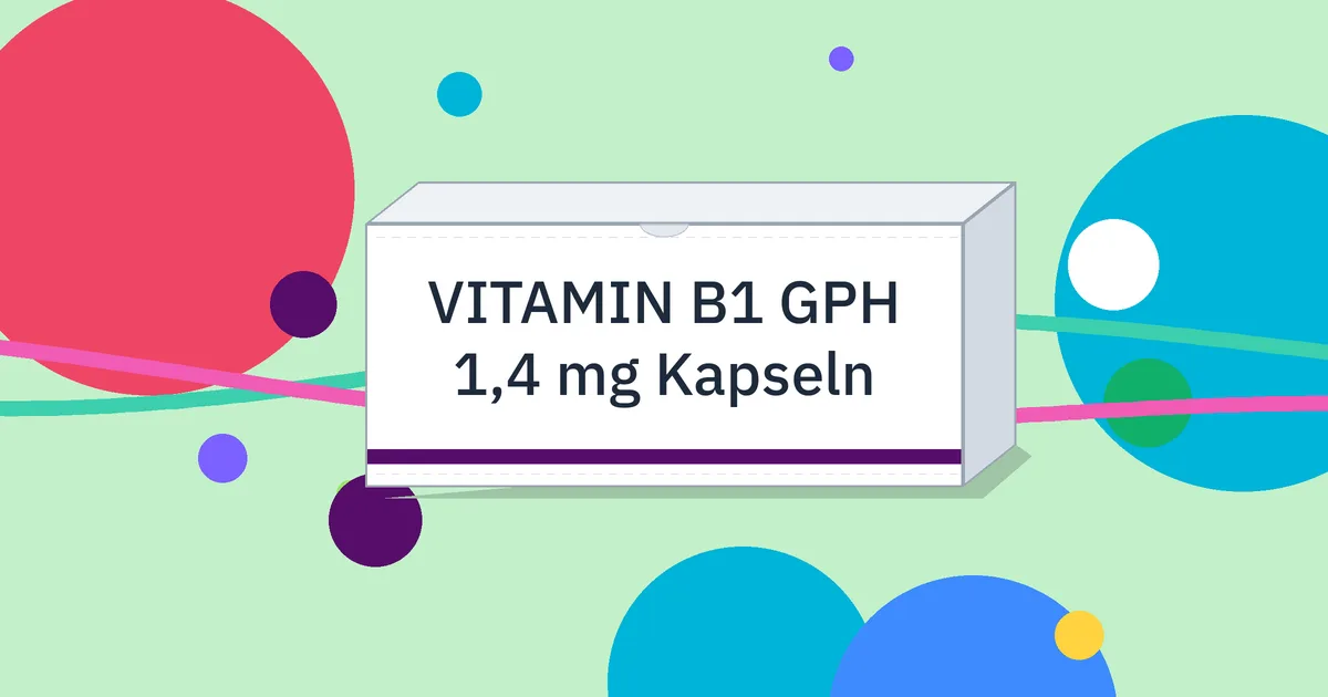 Symbolbild: Packung mit der Aufschrift VITAMIN B1 GPH 1,4 mg Kapseln (PZN 01642870) – Verfügbarkeit und Bezug in Apotheken in Frankfurt am Main