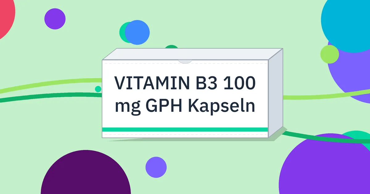 Symbolbild: Packung mit der Aufschrift VITAMIN B3 100 mg GPH Kapseln (PZN 04700059) – Verfügbarkeit und Bezug in Apotheken in Frankfurt am Main