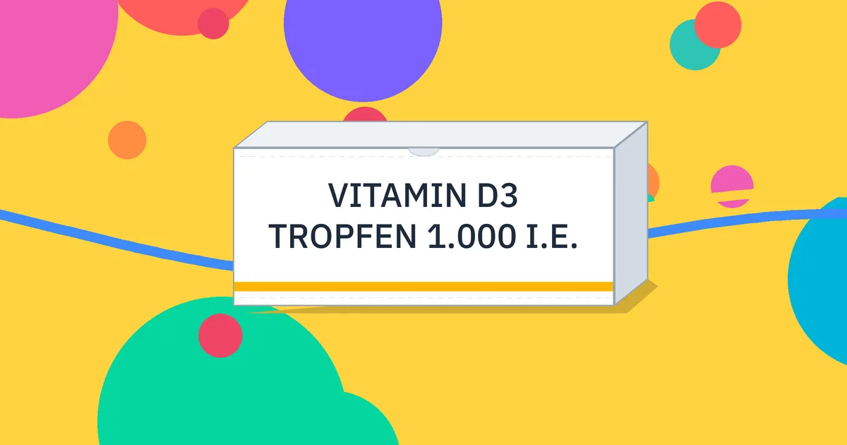 Symbolbild: Packung mit der Aufschrift VITAMIN D3 TROPFEN 1.000 I.E. (PZN 14439633) – Verfügbarkeit und Bezug in Apotheken in Frankfurt am Main