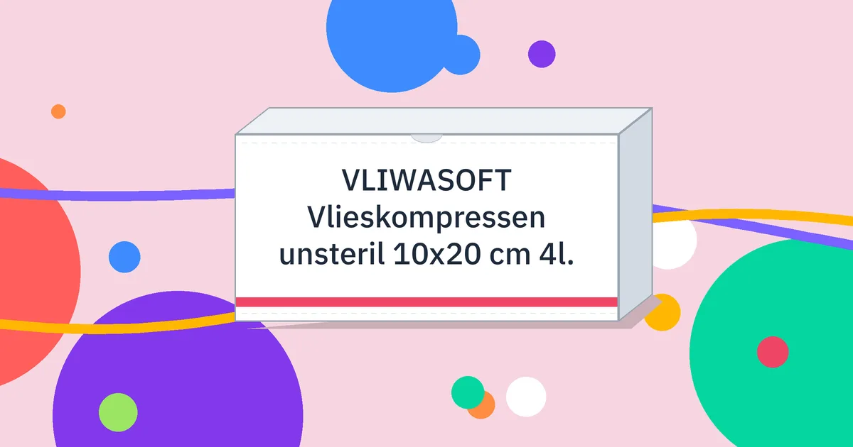 Symbolbild: Packung mit der Aufschrift VLIWASOFT Vlieskompressen unsteril 10x20 cm 4l. (PZN 03806956) – Verfügbarkeit und Bezug in Apotheken in Frankfurt am Main
