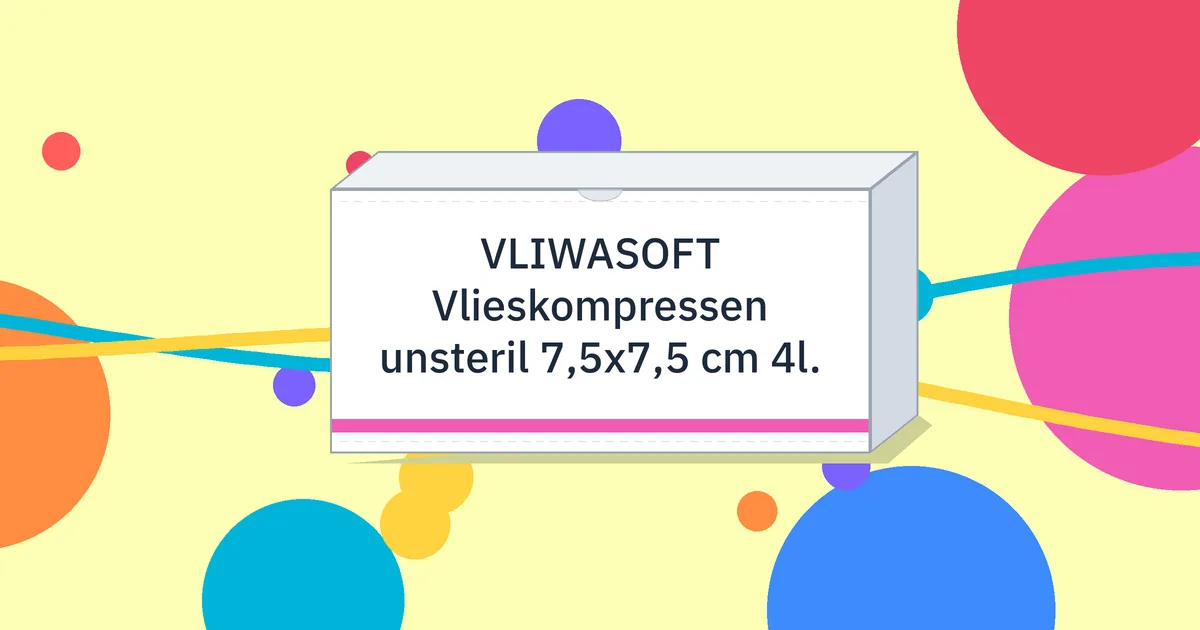 Symbolbild: Packung mit der Aufschrift VLIWASOFT Vlieskompressen unsteril 7,5x7,5 cm 4l. (PZN 19377196) – Verfügbarkeit und Bezug in Apotheken in Frankfurt am Main