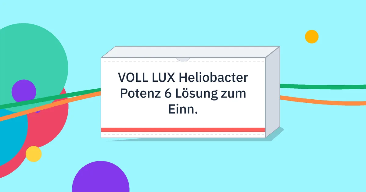 Symbolbild: Packung mit der Aufschrift VOLL LUX Heliobacter Potenz 6 Lösung zum Einn. (PZN 12390414) – Verfügbarkeit und Bezug in Apotheken in Frankfurt am Main