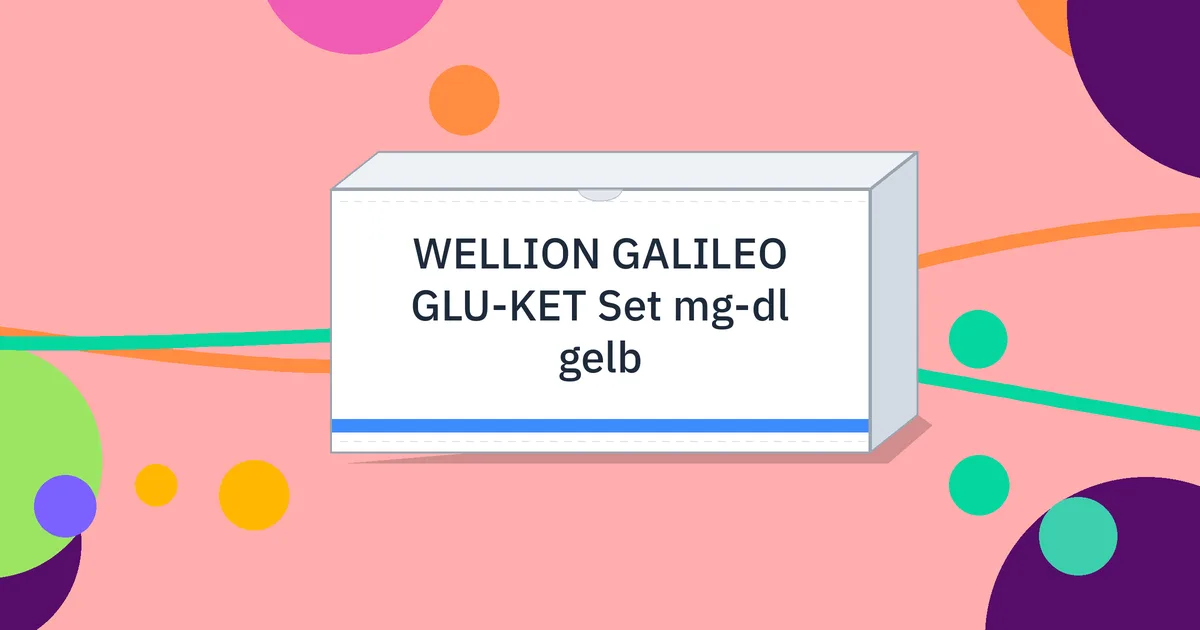 Symbolbild: Packung mit der Aufschrift WELLION GALILEO GLU-KET Set mg-dl gelb (PZN 12470314) – Verfügbarkeit und Bezug in Apotheken in Frankfurt am Main