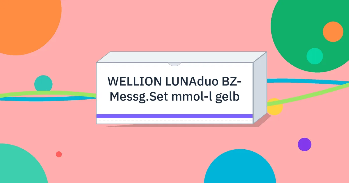 Symbolbild: Packung mit der Aufschrift WELLION LUNAduo BZ-Messg.Set mmol-l gelb (PZN 00860257) – Verfügbarkeit und Bezug in Apotheken in Frankfurt am Main