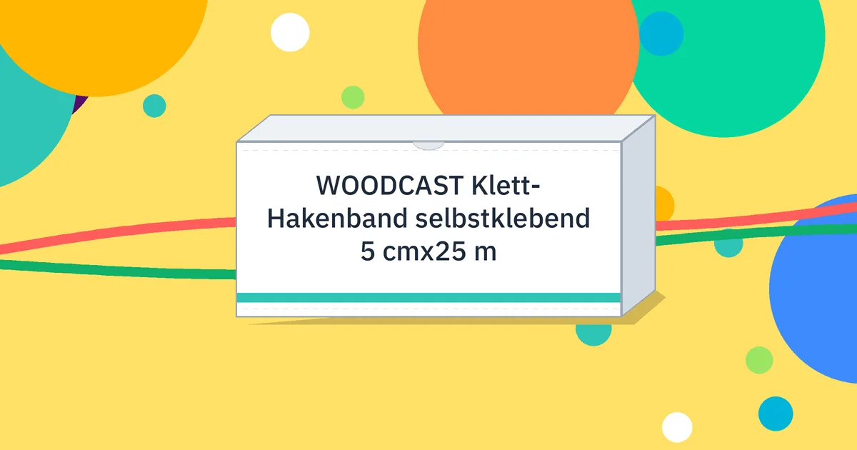 Symbolbild: Packung mit der Aufschrift WOODCAST Klett-Hakenband selbstklebend 5 cmx25 m (PZN 12420227) – Verfügbarkeit und Bezug in Apotheken in Frankfurt am Main