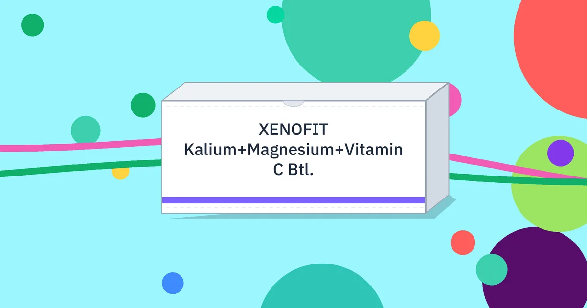 Symbolbild: Packung mit der Aufschrift XENOFIT Kalium+Magnesium+Vitamin C Btl. (PZN 07052431) – Verfügbarkeit und Bezug in Apotheken in Frankfurt am Main