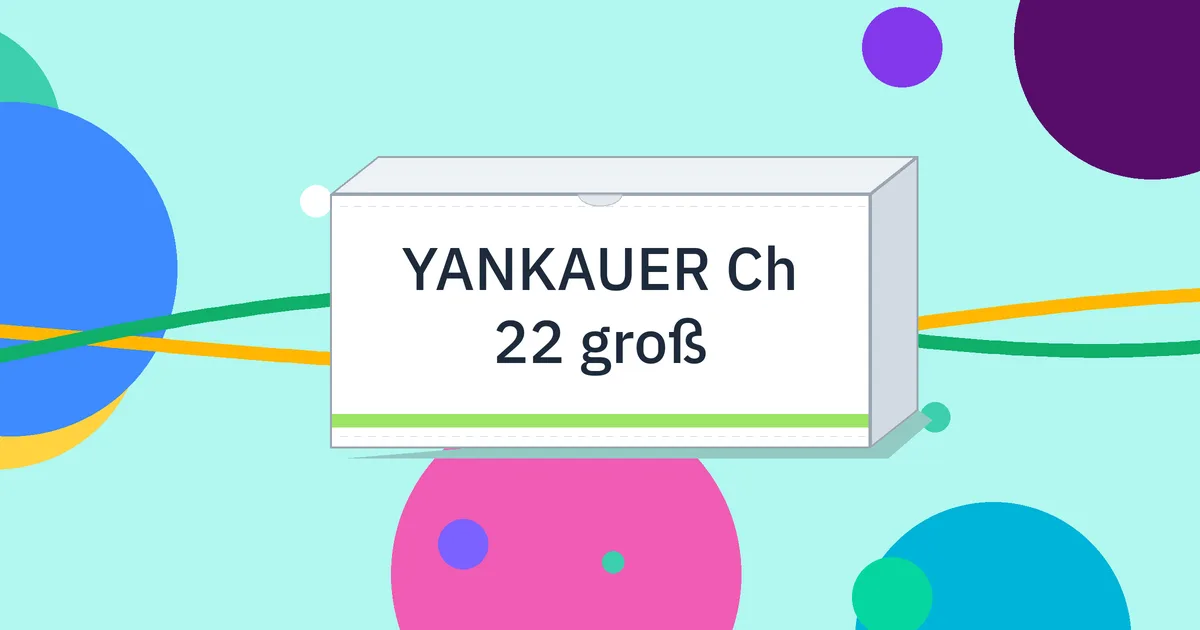 Symbolbild: Packung mit der Aufschrift YANKAUER Ch 22 groß (PZN 17484953) – Verfügbarkeit und Bezug in Apotheken in Frankfurt am Main