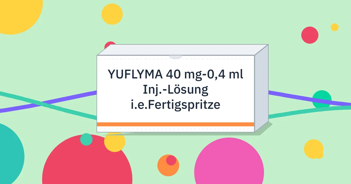 Symbolbild: Packung mit der Aufschrift YUFLYMA 40 mg-0,4 ml Inj.-Lösung i.e.Fertigspritze (PZN 18494422) – Verfügbarkeit und Bezug in Apotheken in Frankfurt am Main