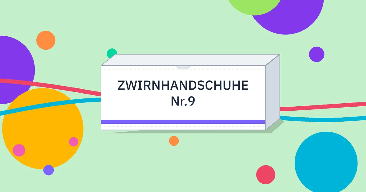 Symbolbild: Packung mit der Aufschrift ZWIRNHANDSCHUHE Nr.9 (PZN 04354717) – Verfügbarkeit und Bezug in Apotheken in Frankfurt am Main
