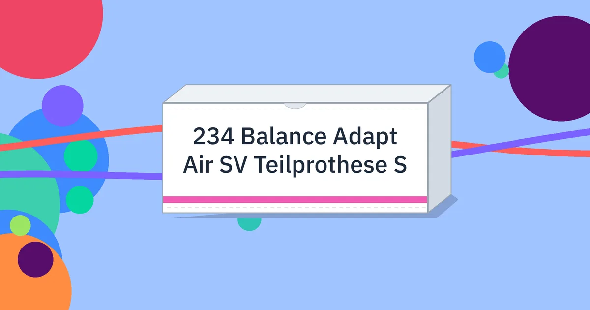 Symbolbild: Packung mit der Aufschrift 234 Balance Adapt Air SV Teilprothese S (PZN 18711807) – Verfügbarkeit und Bezug in Apotheken in Frankfurt am Main