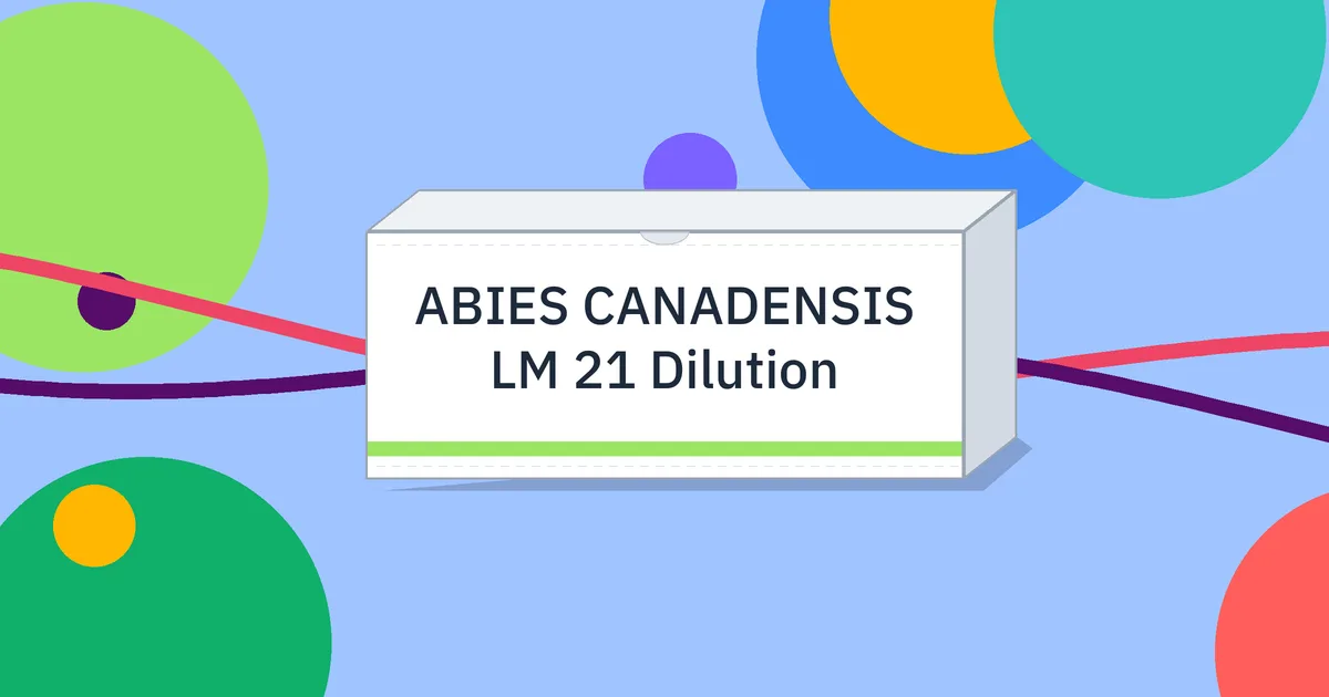 Symbolbild: Packung mit der Aufschrift ABIES CANADENSIS LM 21 Dilution (PZN 13259685) – Verfügbarkeit und Bezug in Apotheken in Frankfurt am Main