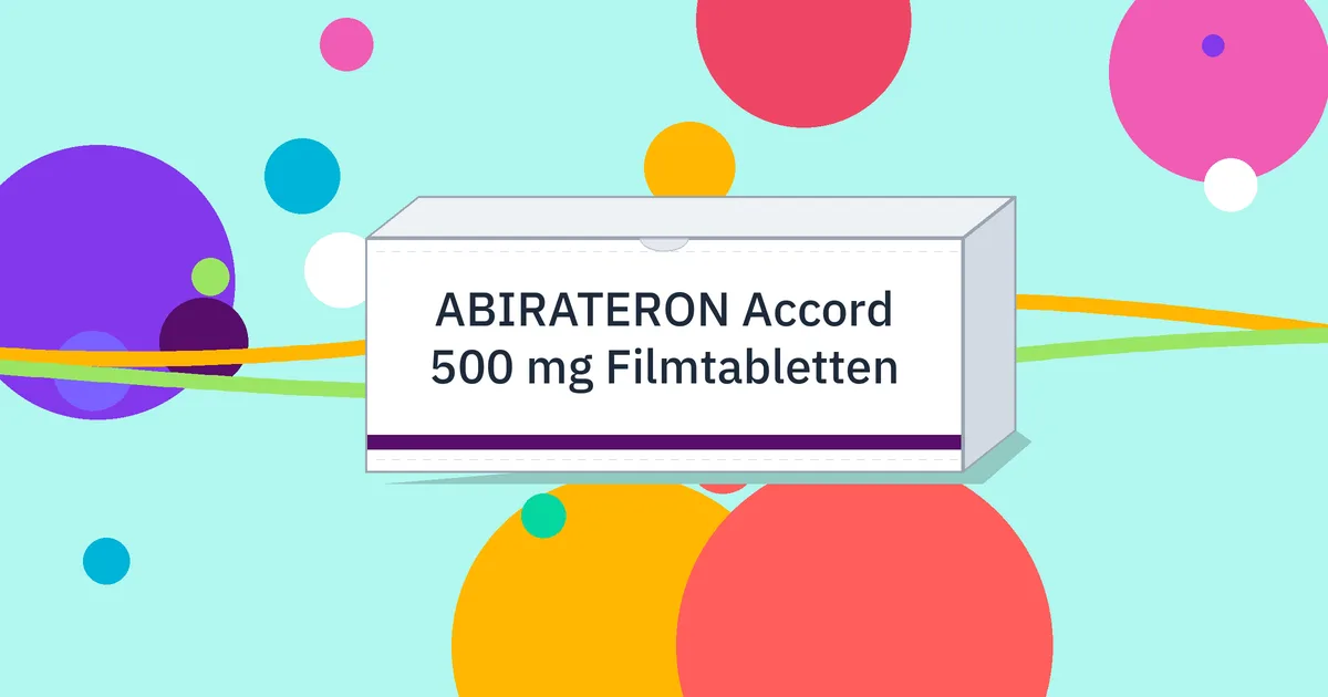Symbolbild: Packung mit der Aufschrift ABIRATERON Accord 500 mg Filmtabletten (PZN 20087397) – Verfügbarkeit und Bezug in Apotheken in Frankfurt am Main
