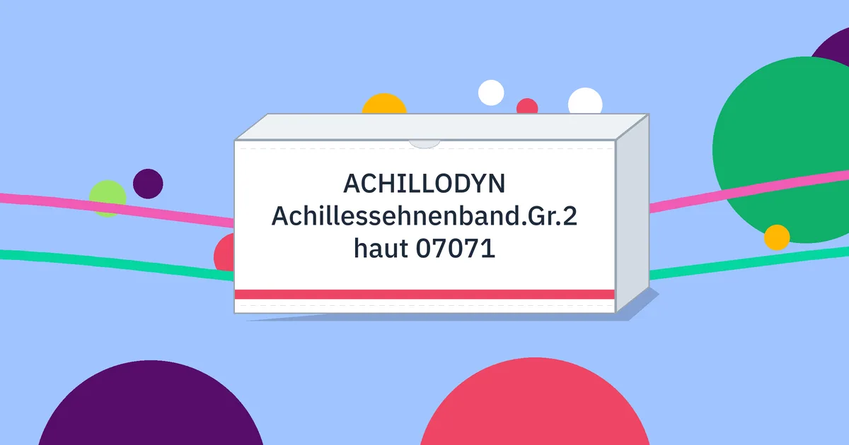 Symbolbild: Packung mit der Aufschrift ACHILLODYN Achillessehnenband.Gr.2 haut 07071 (PZN 00578638) – Verfügbarkeit und Bezug in Apotheken in Frankfurt am Main