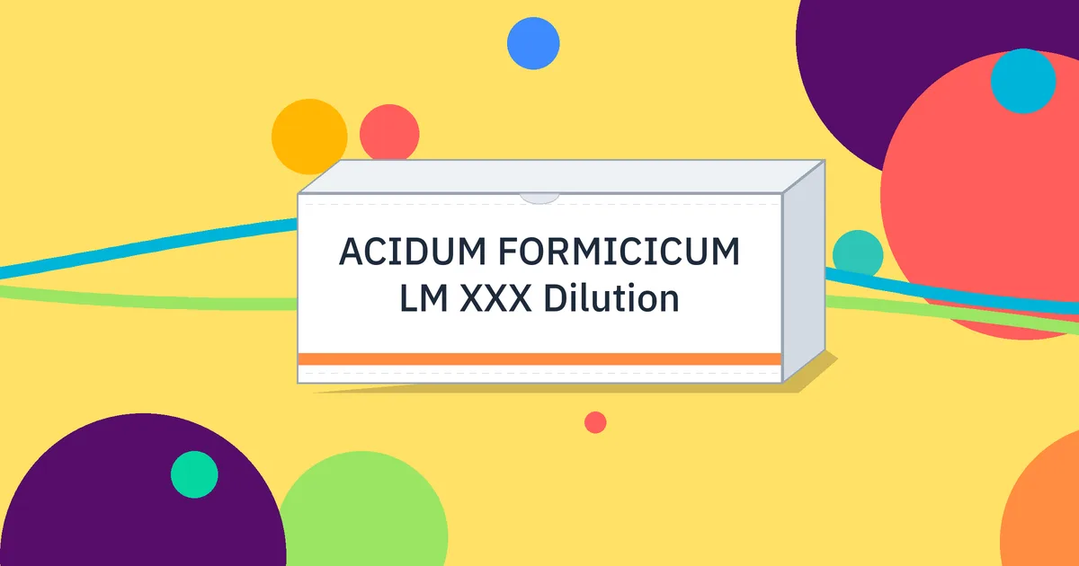 Symbolbild: Packung mit der Aufschrift ACIDUM FORMICICUM LM XXX Dilution (PZN 02820859) – Verfügbarkeit und Bezug in Apotheken in Frankfurt am Main