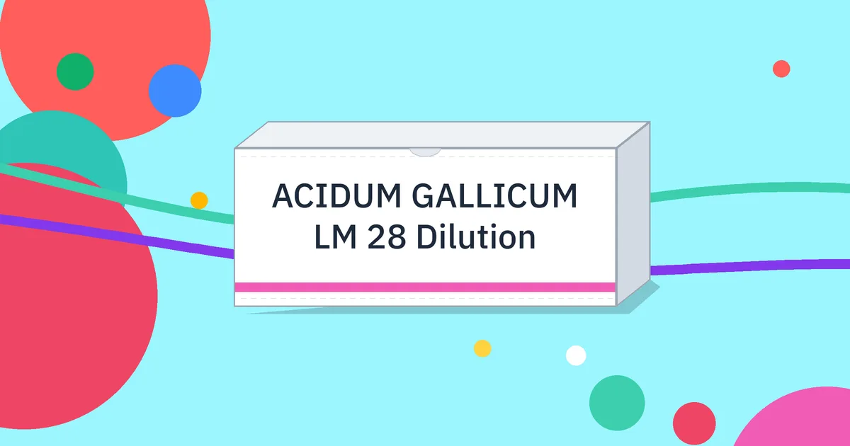 Symbolbild: Packung mit der Aufschrift ACIDUM GALLICUM LM 28 Dilution (PZN 13275939) – Verfügbarkeit und Bezug in Apotheken in Frankfurt am Main