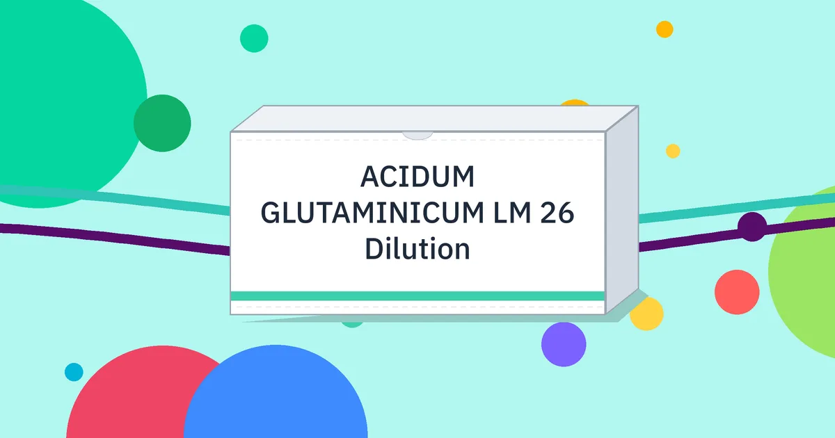 Symbolbild: Packung mit der Aufschrift ACIDUM GLUTAMINICUM LM 26 Dilution (PZN 13276784) – Verfügbarkeit und Bezug in Apotheken in Frankfurt am Main