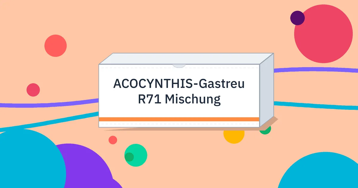 Symbolbild: Packung mit der Aufschrift ACOCYNTHIS-Gastreu R71 Mischung (PZN 04163414) – Verfügbarkeit und Bezug in Apotheken in Frankfurt am Main