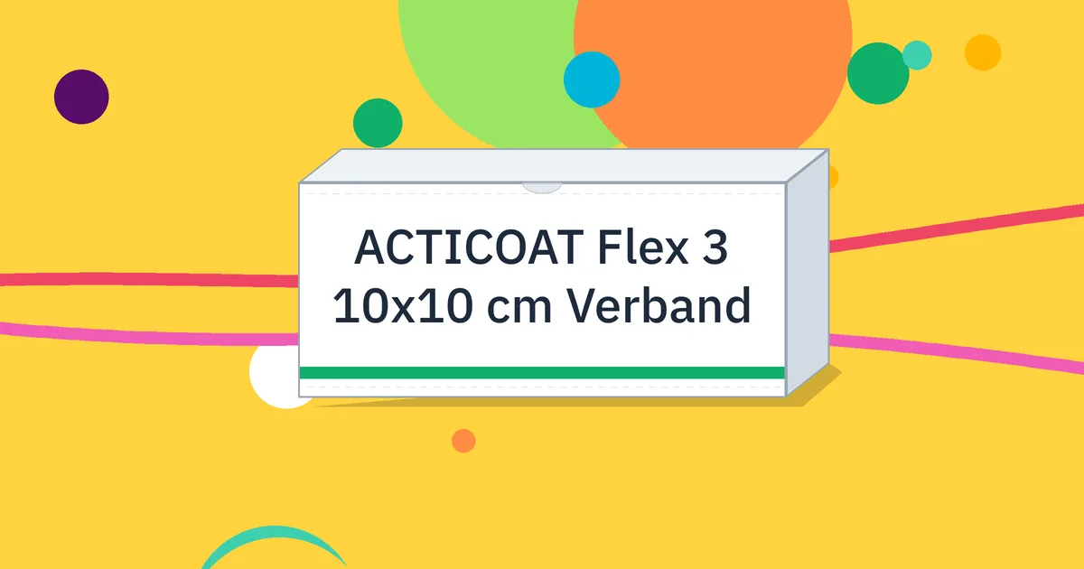 Symbolbild: Packung mit der Aufschrift ACTICOAT Flex 3 10x10 cm Verband (PZN 17413829) – Verfügbarkeit und Bezug in Apotheken in Frankfurt am Main