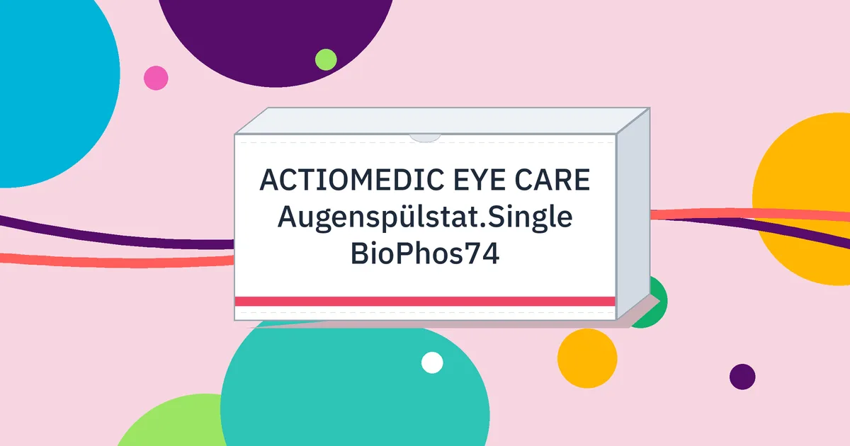 Symbolbild: Packung mit der Aufschrift ACTIOMEDIC EYE CARE Augenspülstat.Single BioPhos74 (PZN 12547117) – Verfügbarkeit und Bezug in Apotheken in Frankfurt am Main