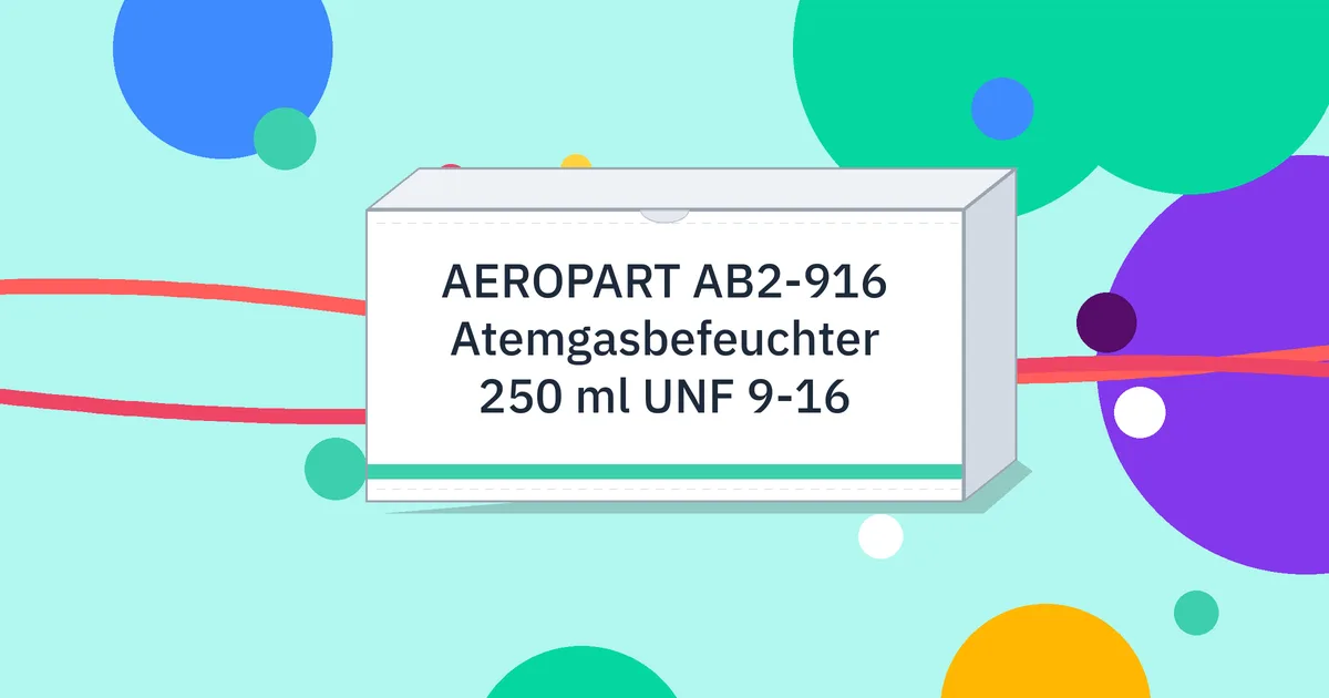 Symbolbild: Packung mit der Aufschrift AEROPART AB2-916 Atemgasbefeuchter 250 ml UNF 9-16 (PZN 01076146) – Verfügbarkeit und Bezug in Apotheken in Frankfurt am Main
