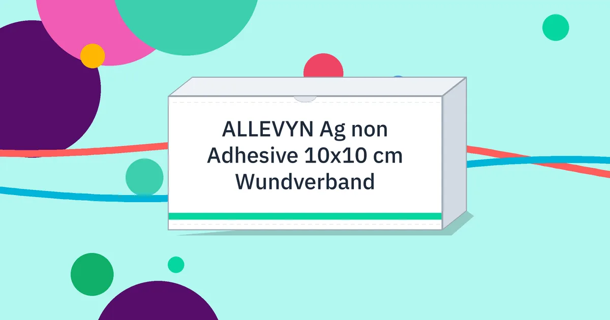 Symbolbild: Packung mit der Aufschrift ALLEVYN Ag non Adhesive 10x10 cm Wundverband (PZN 18034353) – Verfügbarkeit und Bezug in Apotheken in Frankfurt am Main