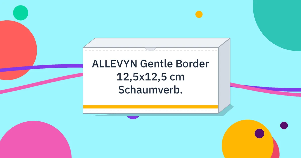 Symbolbild: Packung mit der Aufschrift ALLEVYN Gentle Border 12,5x12,5 cm Schaumverb. (PZN 12147820) – Verfügbarkeit und Bezug in Apotheken in Frankfurt am Main