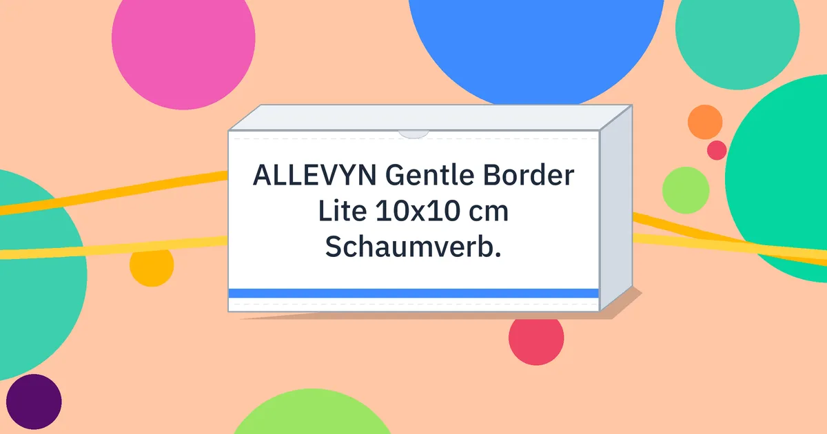 Symbolbild: Packung mit der Aufschrift ALLEVYN Gentle Border Lite 10x10 cm Schaumverb. (PZN 20016196) – Verfügbarkeit und Bezug in Apotheken in Frankfurt am Main